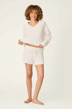 PJ Salvage Cozy Chenille Cable Knit Lounge Shorts