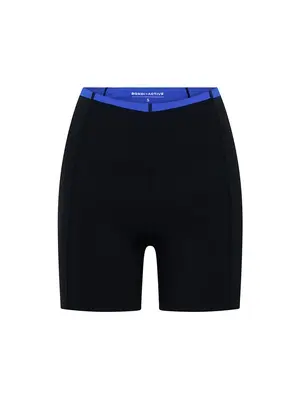 BONDI ACTIVE Black Bike Shorts With Blue Contrast Piping