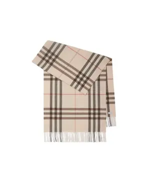 Burberry Checked Fringed-edge Scarf - Alabaster