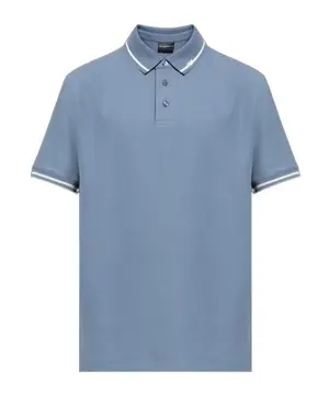 Emporio Armani Stripe Detailed Short-sleeved Polo Shirt - Blue
