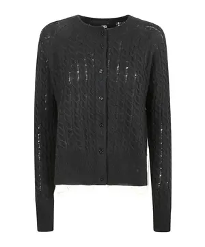 Ermanno Scervino Lace-trim Cable Knitwear - Black