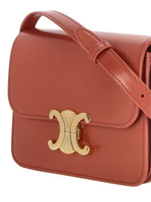 Celine Teen Triomphe Bag In Shiny Calfskin - Brown