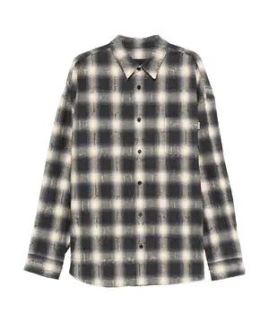 JUUN.J Check Motif Relaxed Shirt - Gray