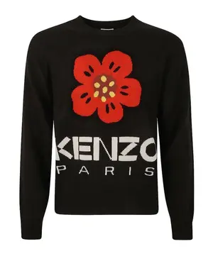 Kenzo Boke Flower Intarsia-knit Crewneck Jumper - Black