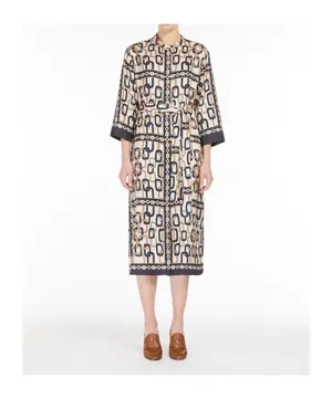 Max Mara All-over Printed Straight Hem Midi Dress