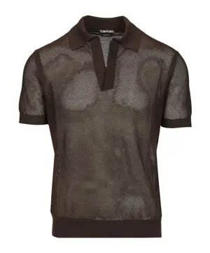 TOM FORD Short Sleeved Polo Shirt - Brown