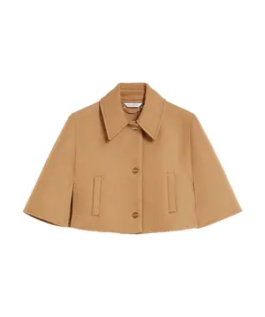 Max Mara Short Wool And Cotton Cloak - Camel