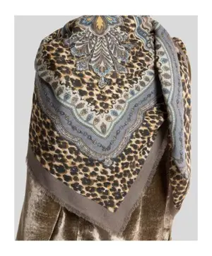 Etro Paisley Leopard Print Scarf