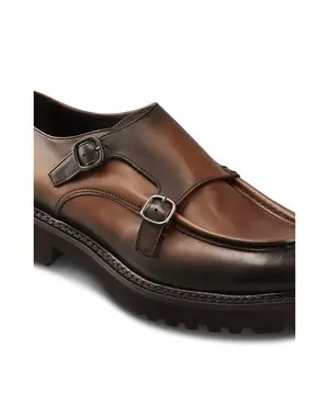 DOUCAL'S Double-buckle Almond Toe Monk Strap Shoes