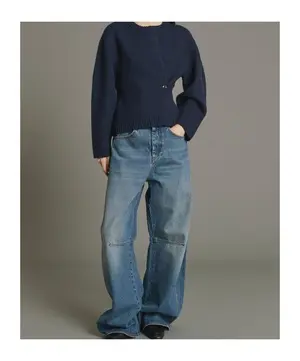 Soeur Long Sleeve Open-front Cardigan - Navy Blue