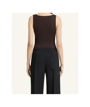 COURREGES 90's Ribbed-knit Zip-up Tank Top - Chocolate-colored