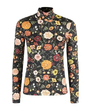 La DoubleJ Floral High-neck Long-sleeve Top