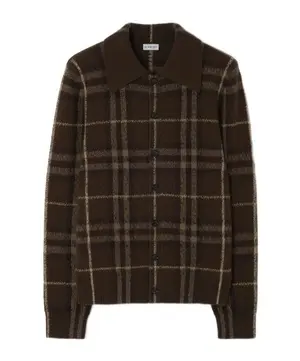 Burberry Check Cashmere Cardigan - Tan