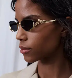 Dior Gold-finish Oval Sunglasses - Grey