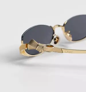Dior Gold-finish Oval Sunglasses - Grey