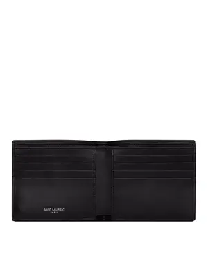Saint Laurent Tiny Cassandre East/west Wallet In Shiny Leather
