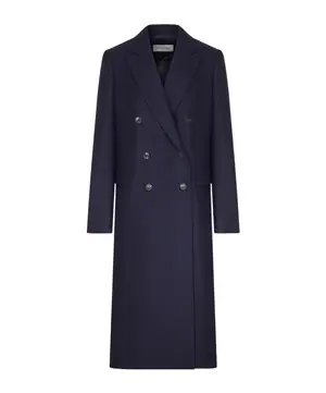 Dries Van Noten Double-breasted Wool-blend Coat - Navy Blue