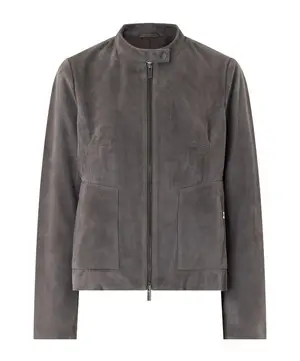 ST. AGNI Suede Long-sleeved Moto Jacket