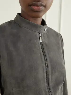 ST. AGNI Suede Long-sleeved Moto Jacket