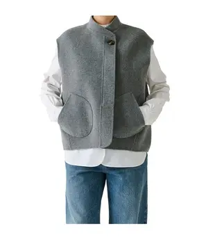 Soeur High-neck Sleeveless Vest - Light Gray
