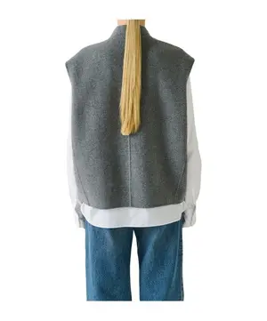 Soeur High-neck Sleeveless Vest - Light Gray