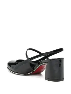 CHRISTIAN LOUBOUTIN Round Toe Slingback Block Heel Sandals