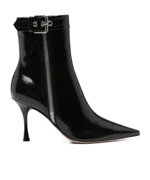 GIANVITO ROSSI 95mm Leather Pointed Toe Ankle Boots