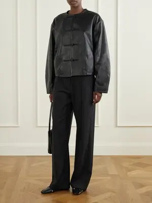 ST. AGNI Oriental Charm" Leather Jacket With Chinese Knot Buttons