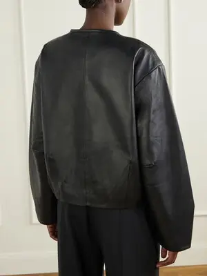 ST. AGNI Oriental Charm" Leather Jacket With Chinese Knot Buttons