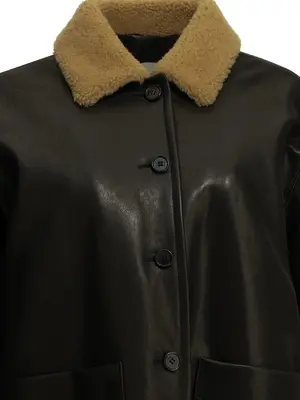 Khaite Shearling Collar Leather Jacket