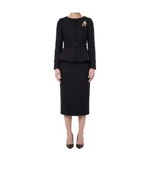 Roland Mouret Flower Brooch Sequin Boucle Jacket