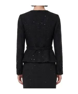 Roland Mouret Flower Brooch Sequin Boucle Jacket
