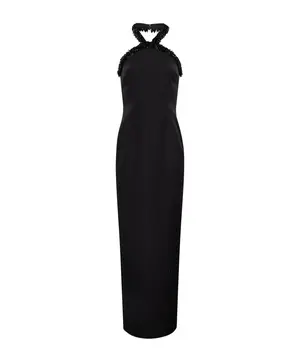 Roland Mouret Embellished Halter Neck Crepe Gown