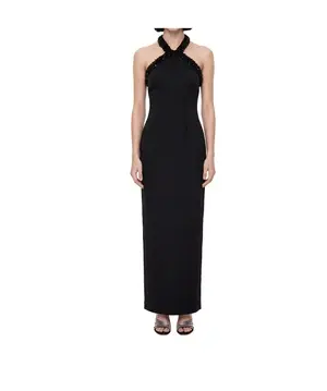 Roland Mouret Embellished Halter Neck Crepe Gown