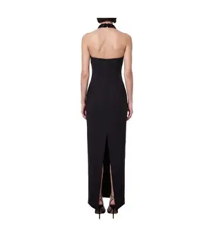 Roland Mouret Embellished Halter Neck Crepe Gown