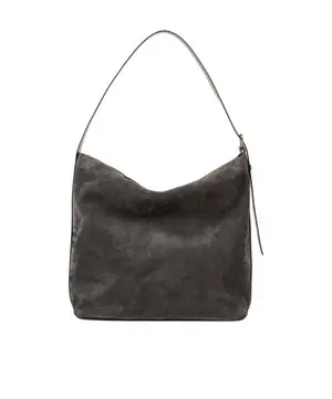 A.p.c. Vera Maxi Suede Shoulder Bag - Gris Ardoise