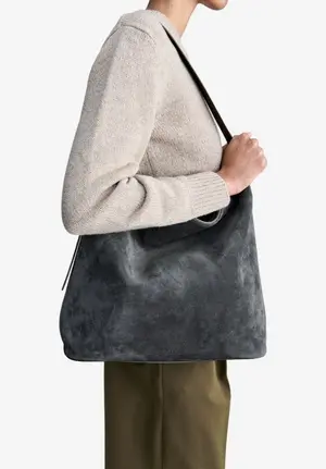 A.p.c. Vera Maxi Suede Shoulder Bag - Gris Ardoise