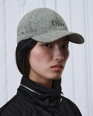 Dior D-player Cap In Donegal Tweed With Sequins