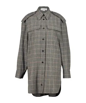 Stella McCartney Check-pattern Epaulette Shirt Mini Dress