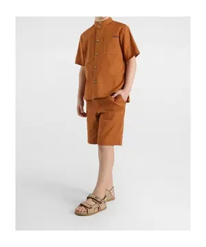 Dolce & Gabbana Short-sleeve Cotton And Linen Blend Shirt