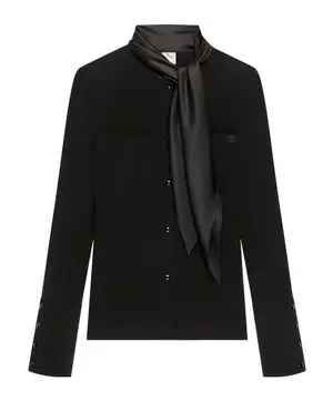 COURREGES Satin-scarf Jersey Shirt - Black