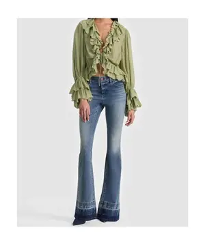 ALICEOLIVIA Alice + Olivia Flared Jeans With Distressed Cuffs