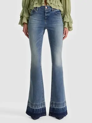ALICEOLIVIA Alice + Olivia Flared Jeans With Distressed Cuffs