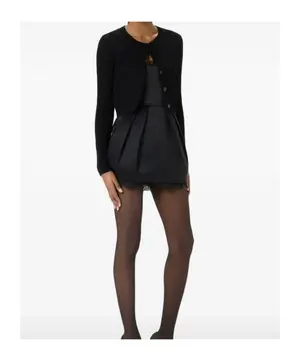 Blumarine Spaghetti Strap Lace Trimmed Pleated Dress