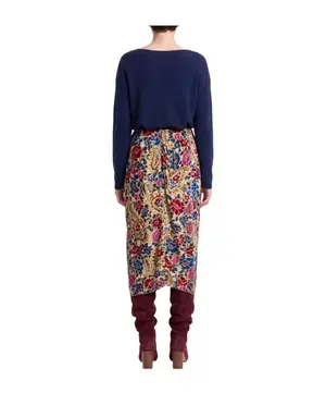 Isabel Marant Étoile Multicolored Velvet Asymmetrical Midi Skirt
