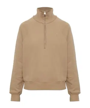 AMI Paris Zip-collar Sweatshirt With Embroidered Logo