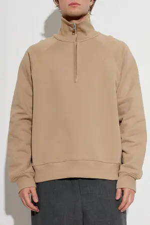 AMI Paris Zip-collar Sweatshirt With Embroidered Logo