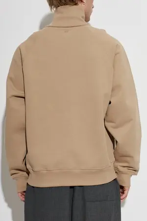 AMI Paris Zip-collar Sweatshirt With Embroidered Logo