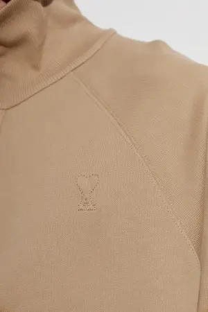 AMI Paris Zip-collar Sweatshirt With Embroidered Logo