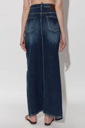 Dsquared2 Denim Maxi Skirt With Front Slit